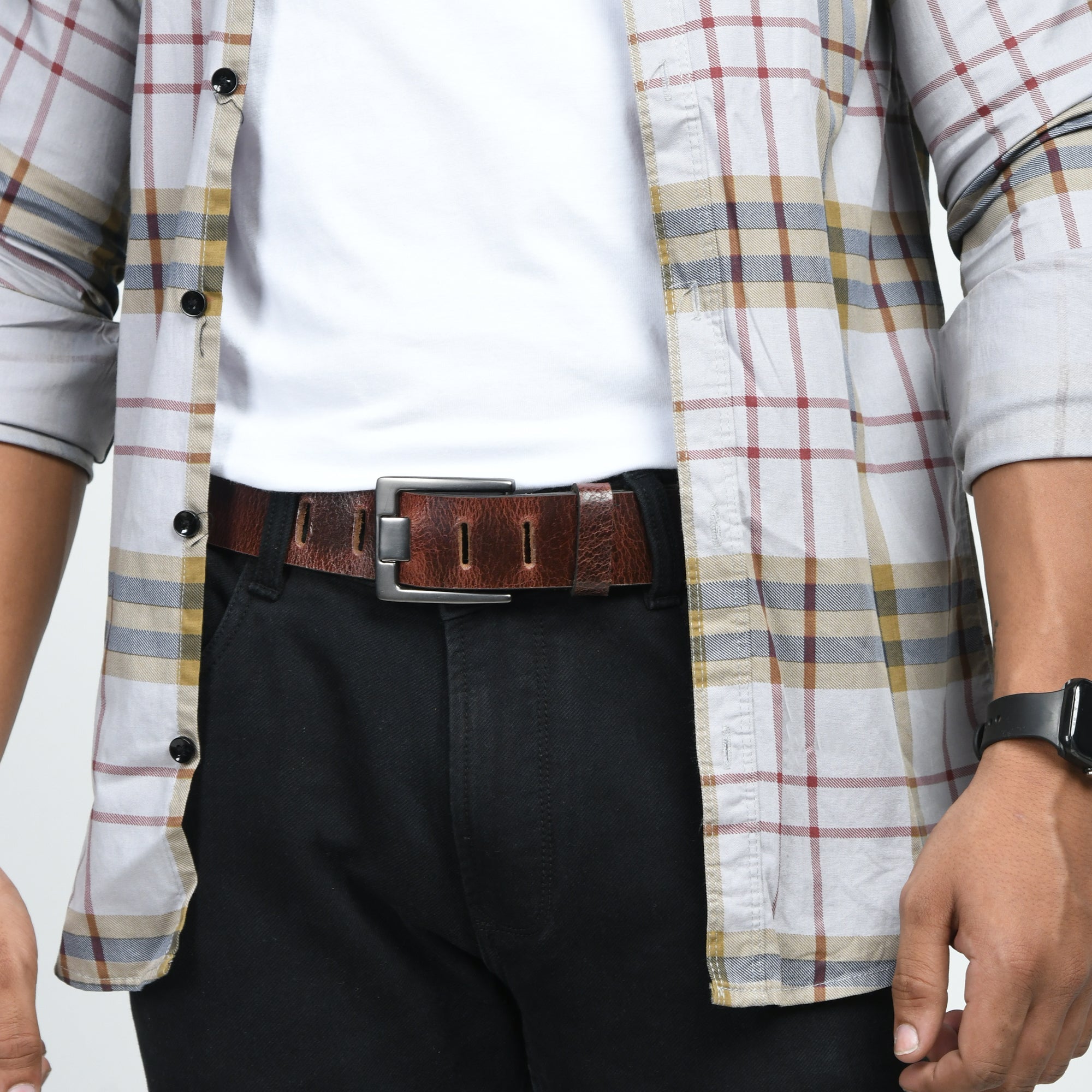 Leather Belts – Plain Plaid