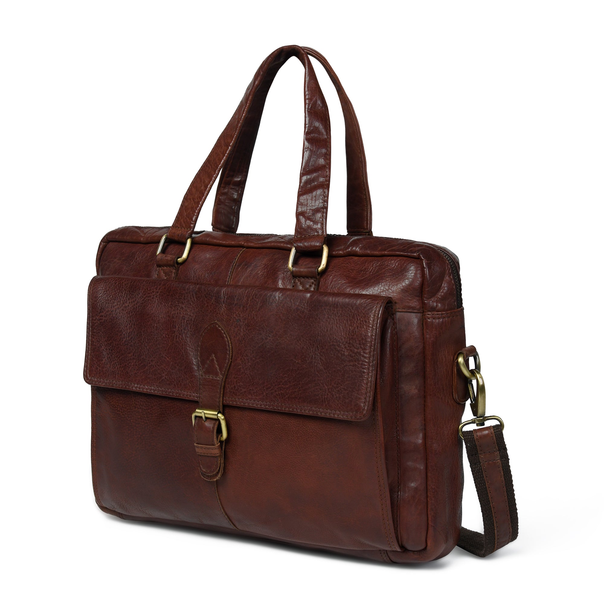 The Modern Briefcase Brown – Plain Plaid