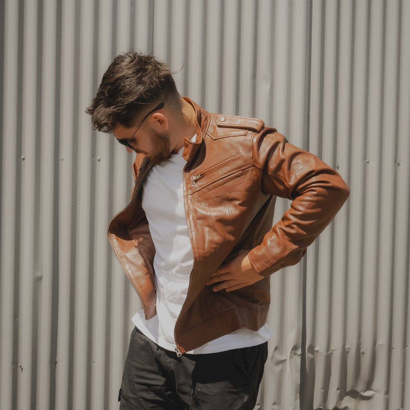 The Wilkinson Brown Leather Jacket – Plain Plaid